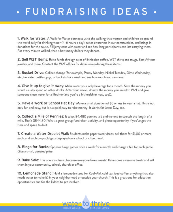 Fundraising Ideas Handout-1 - Water To Thrive